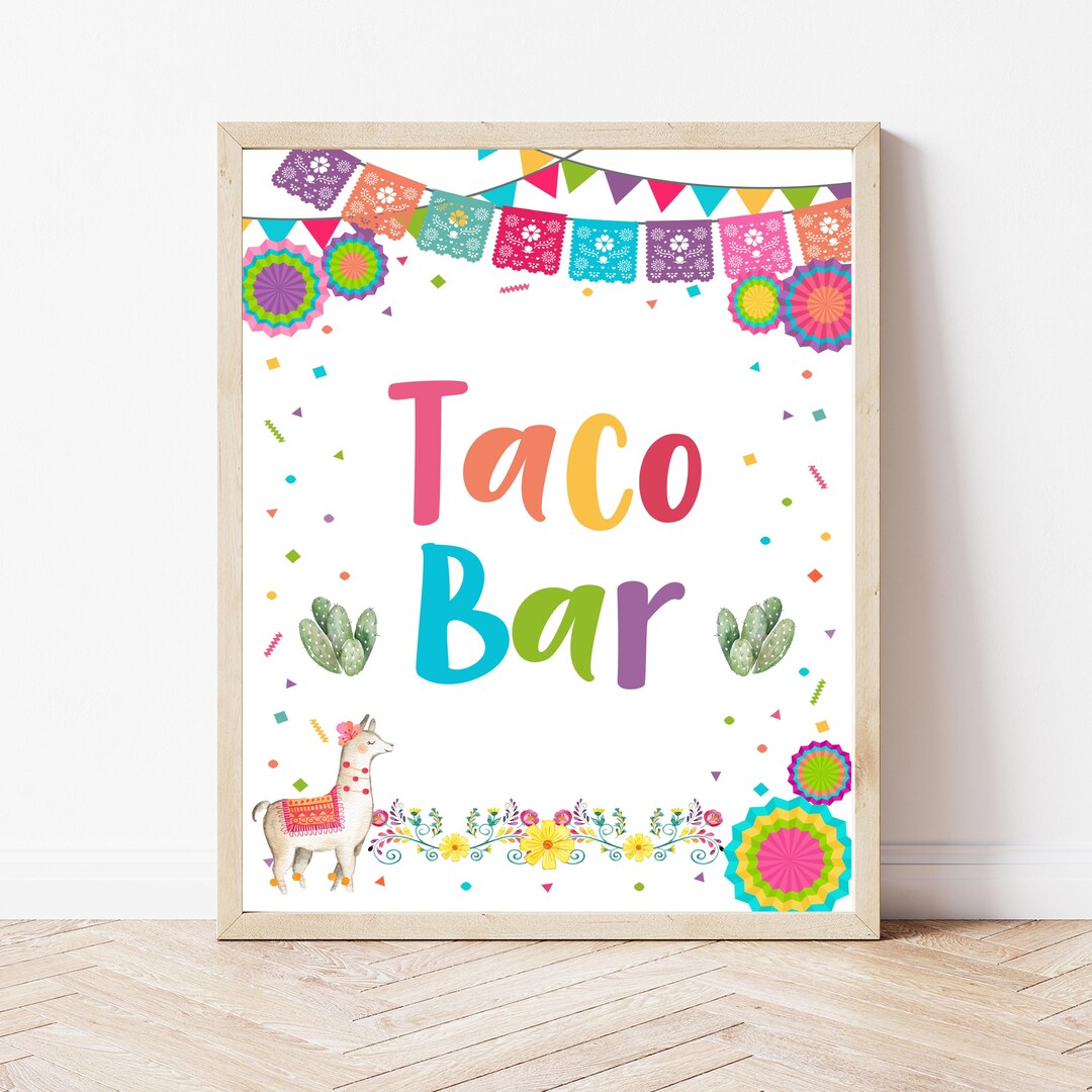 Taco Bar Signs | Fiesta Baby Shower Game | Mexican Theme Printable ...