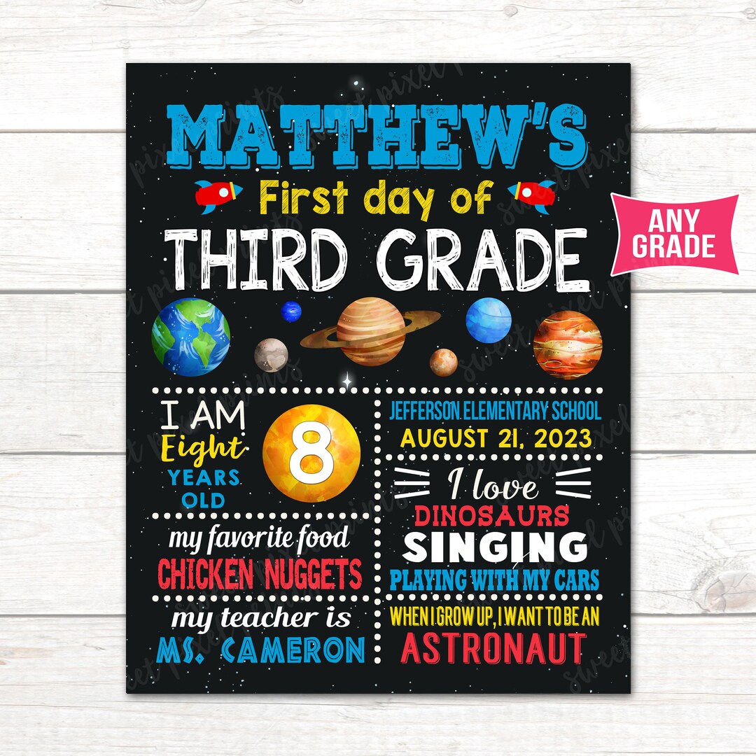 Space First Day of School Sign PRINTABLE First Day of Third - Etsy