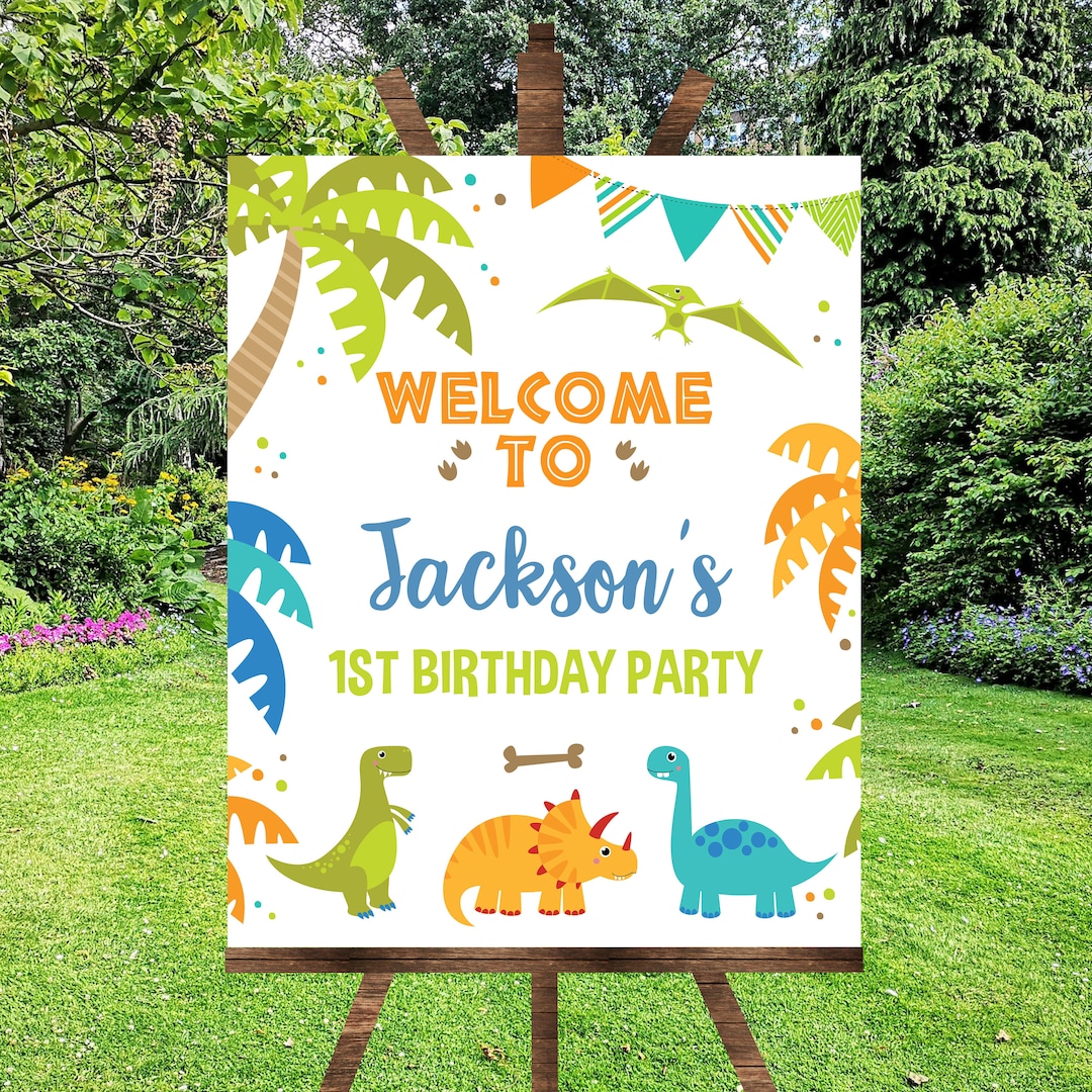 Dinosaur Welcome Sign, EDITABLE Birthday Welcome Sign, Dinosaur ...