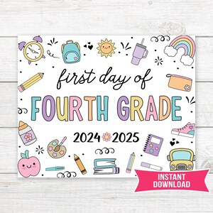 1st Day of 4th Grade Sign, First Day of School Sign, First Day of ...