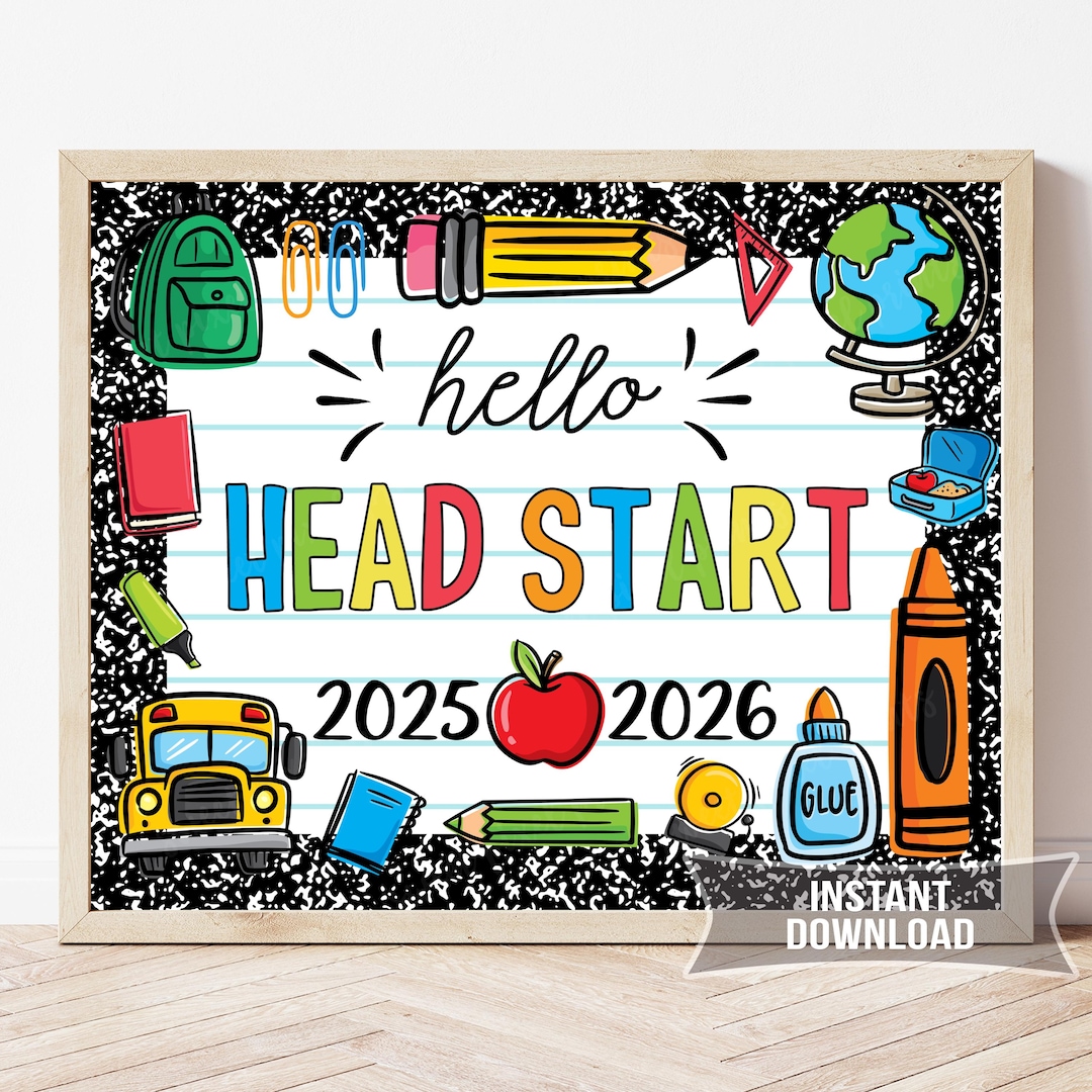 First Day of Headstart Sign | 1st Day School Chalkboard Photo Prop ...