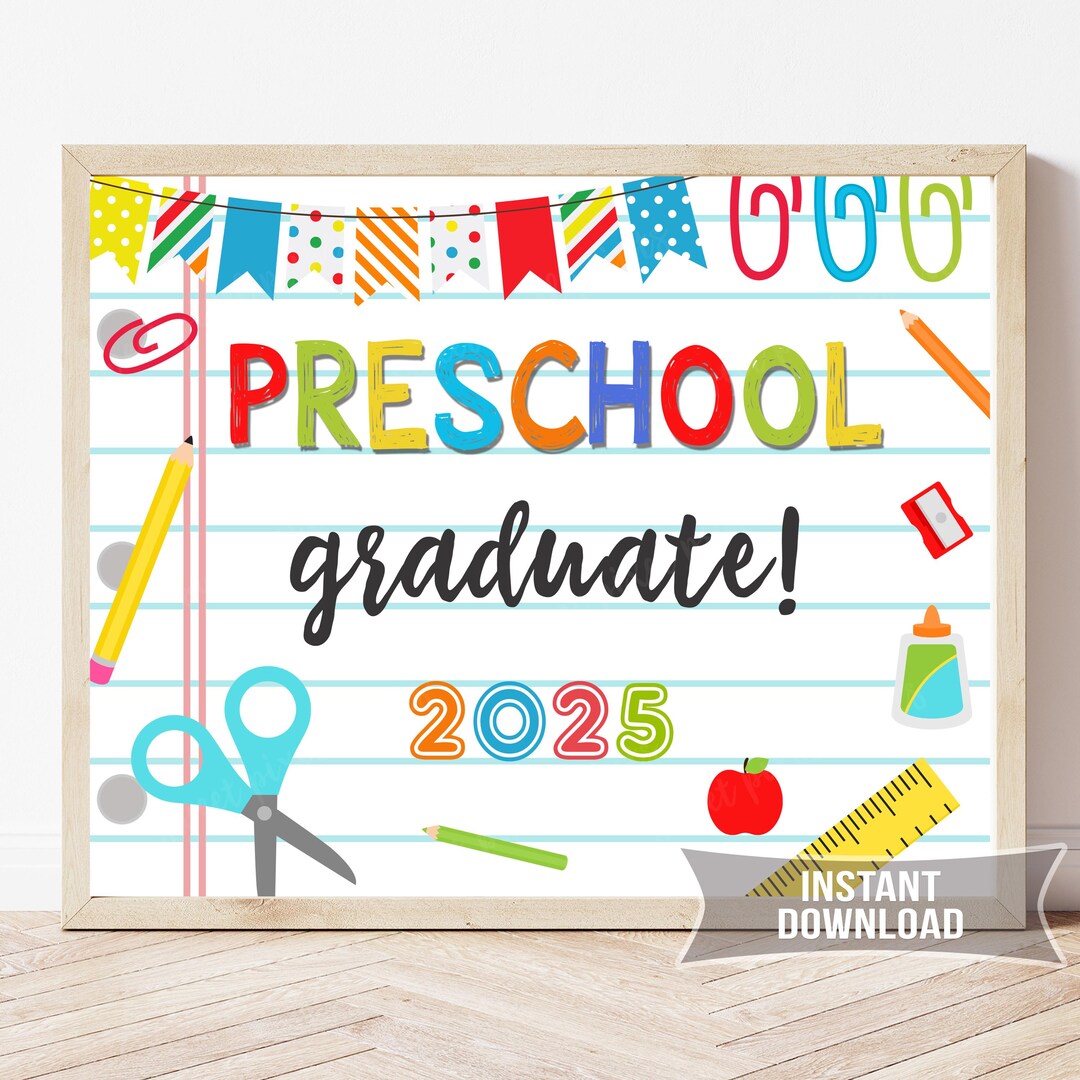 Preschool Graduation Sign Printable, Last Day of Preschool Chalkboard ...