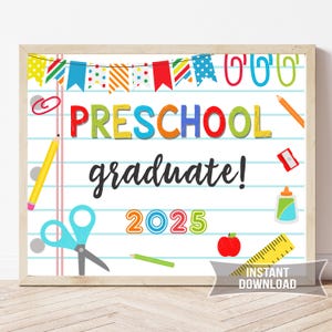 Preschool Graduation Sign Printable, Last Day of Preschool Chalkboard ...