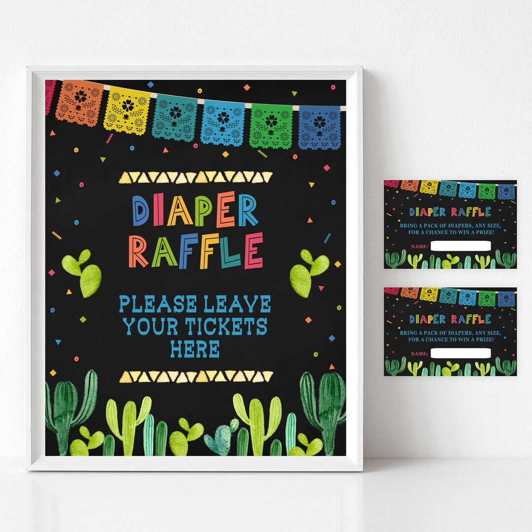Diaper Raffle Sign and Tickets, Fiesta Baby Shower, Diaper Raffle ...