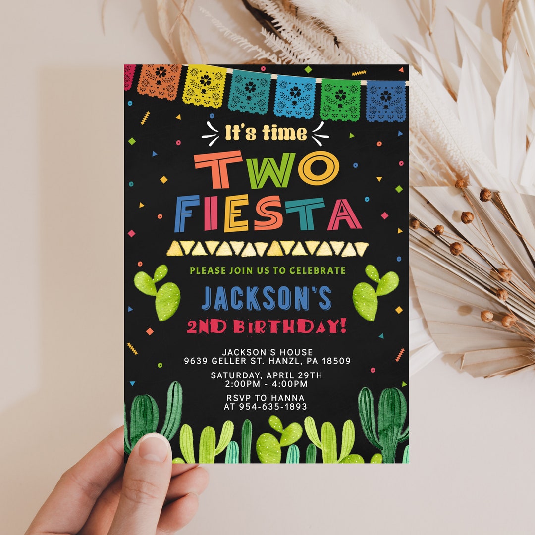 Fiesta Birthday Invitation, EDITABLE Fiesta 2nd Birthday Invitation ...