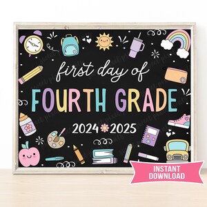 First Day of 4th Grade Sign, First Day of School Sign, 1st Day of ...