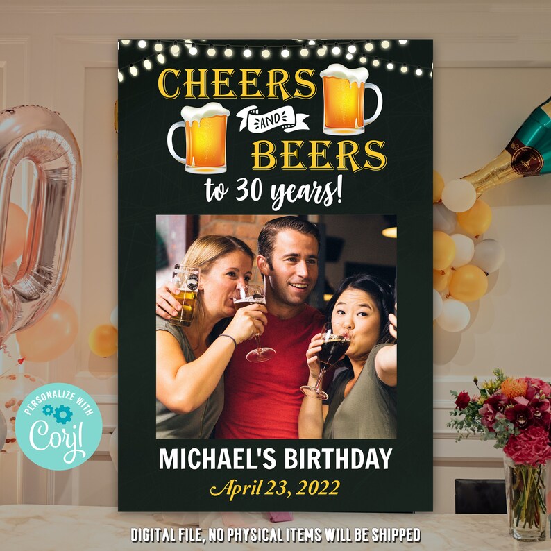 Cheers and Beers Photo Booth Prop EDITABLE Selfie Frame Photo - Etsy