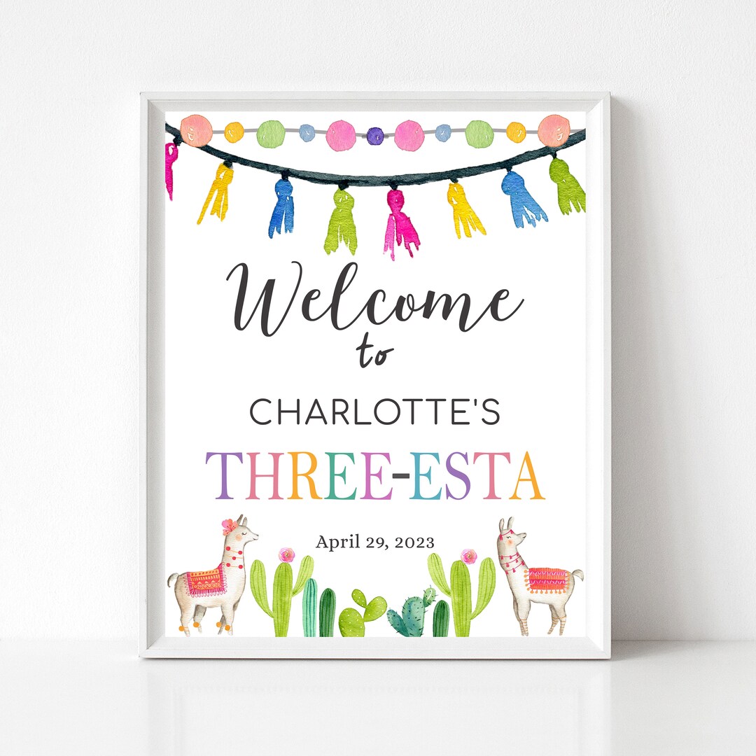 Three Esta Welcome Sign, EDITABLE Mexican Birthday Welcome Sign, Fiesta ...