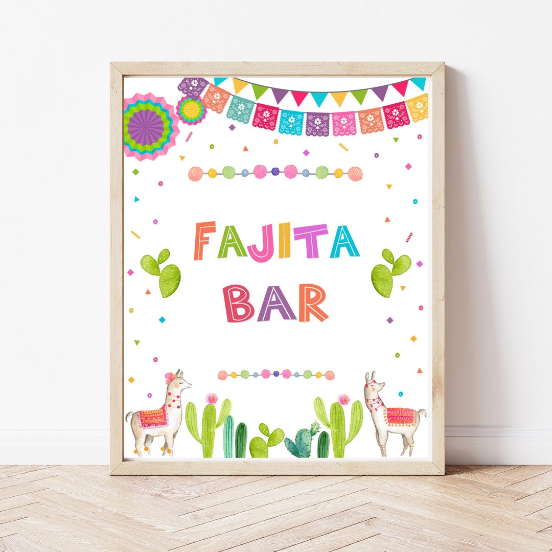 Fiesta Fajita Bar Sign | Printable Mexican Theme Decor | Instant ...