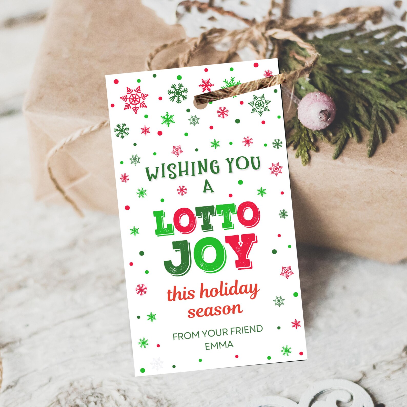 Editable Christmas Lottery Gift Tag | Printable Holiday Favor & Party ...