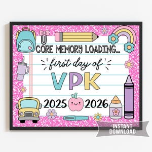 First Day of VPK Sign, 1st Day of School Photo Prop, Vpk Chalkboard ...