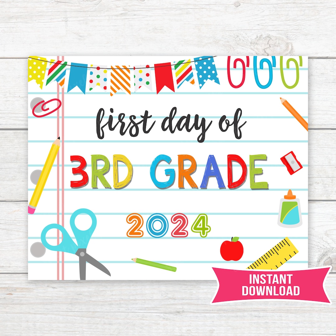 First Day of 3rd Grade Sign, First Day of School Sign, First Day of ...