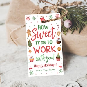 Christmas Coworker Gift Tags, How Sweet It is to Work With You ...