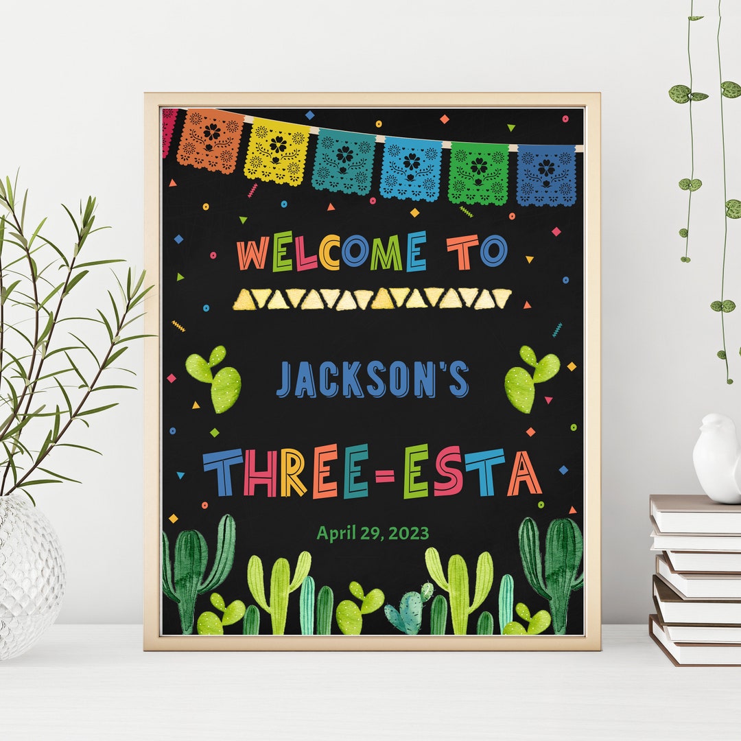 Three Esta Welcome Sign, EDITABLE Mexican Birthday Welcome Sign, Fiesta ...