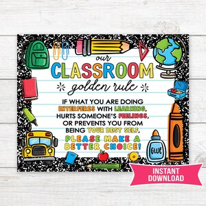 Classroom Golden Rules Sign | Teacher Wall Art | Our Class Decor ...