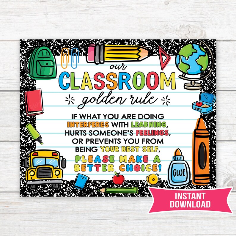 Classroom Golden Rules Sign | Teacher Wall Art | Our Class Decor ...