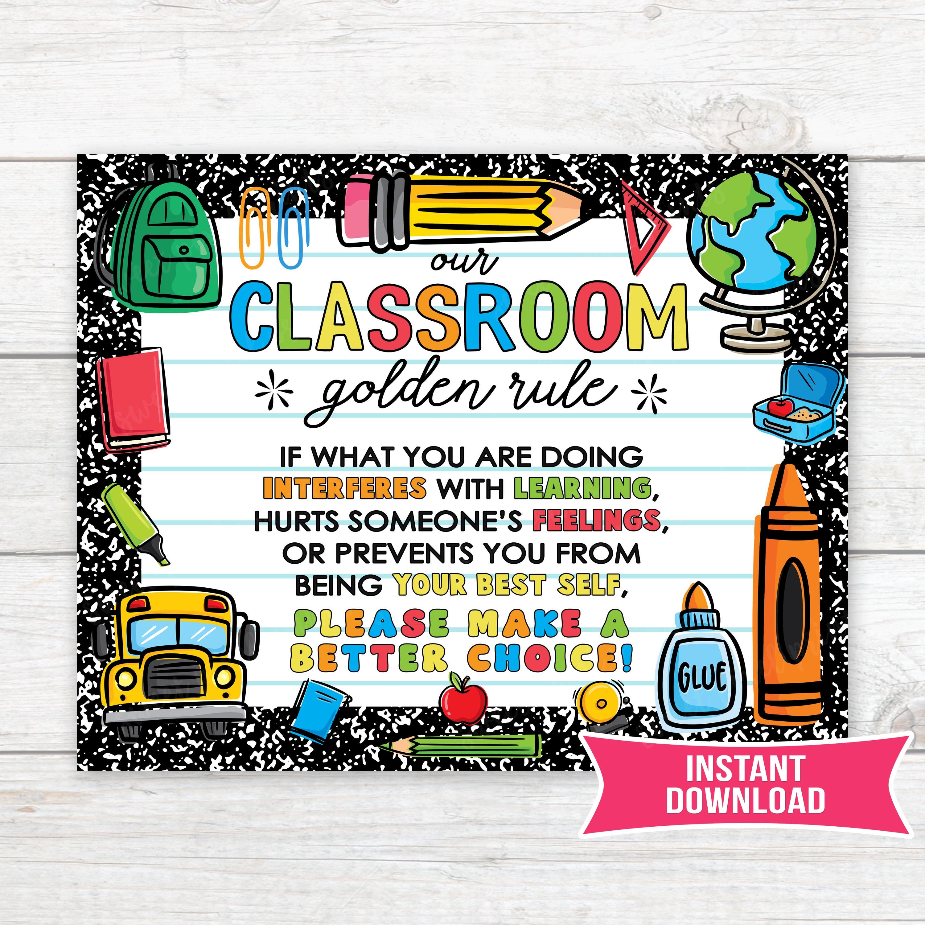 Classroom Golden Rules Sign | Teacher Wall Art | Our Class Decor ...