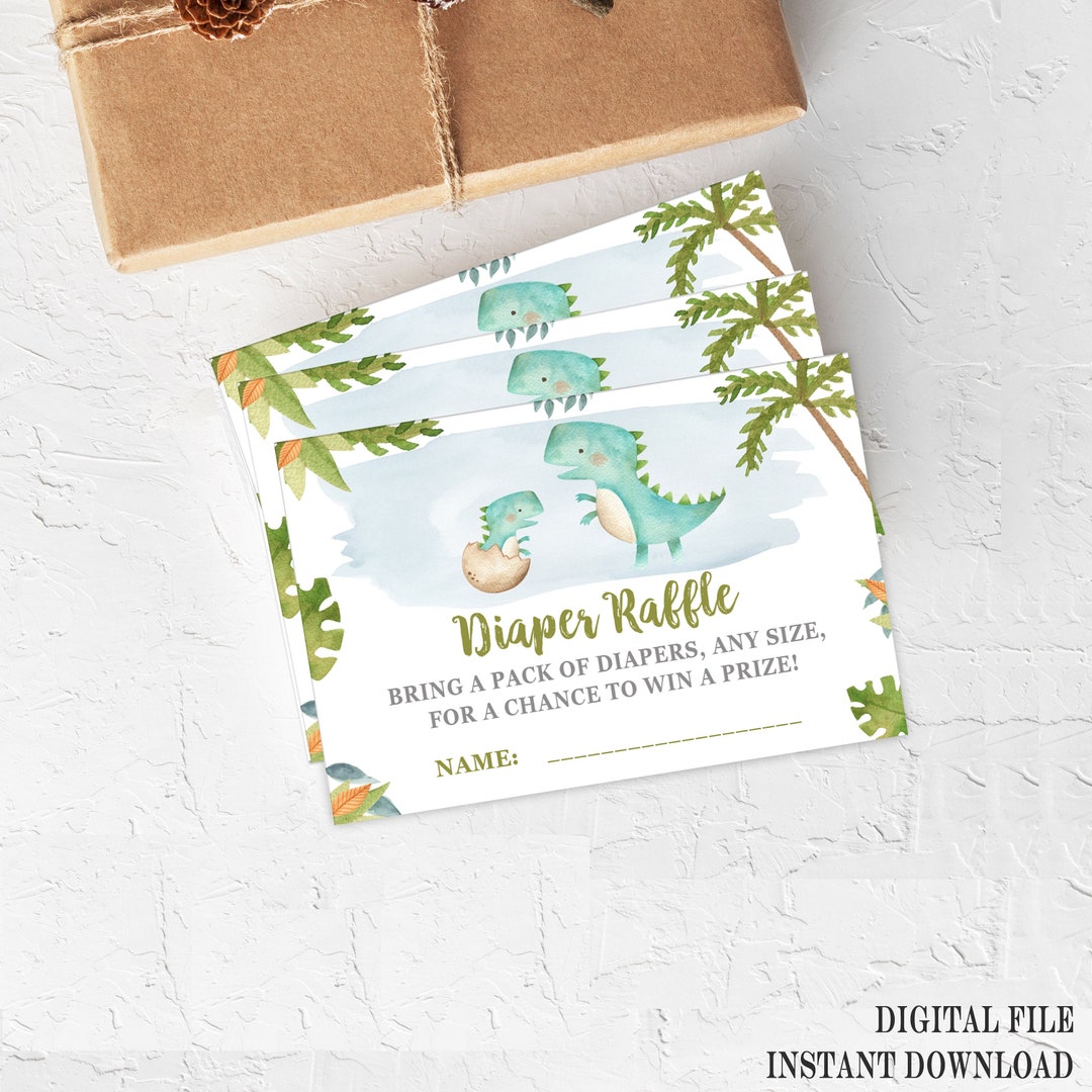 Dinosaur Diaper Raffle Tickets Diaper Raffle Insert Cards - Etsy