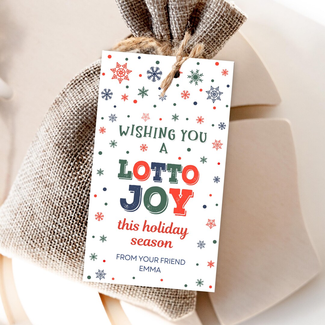 Editable Christmas Lottery Gift Tag, Printable Holiday Favor Tags ...