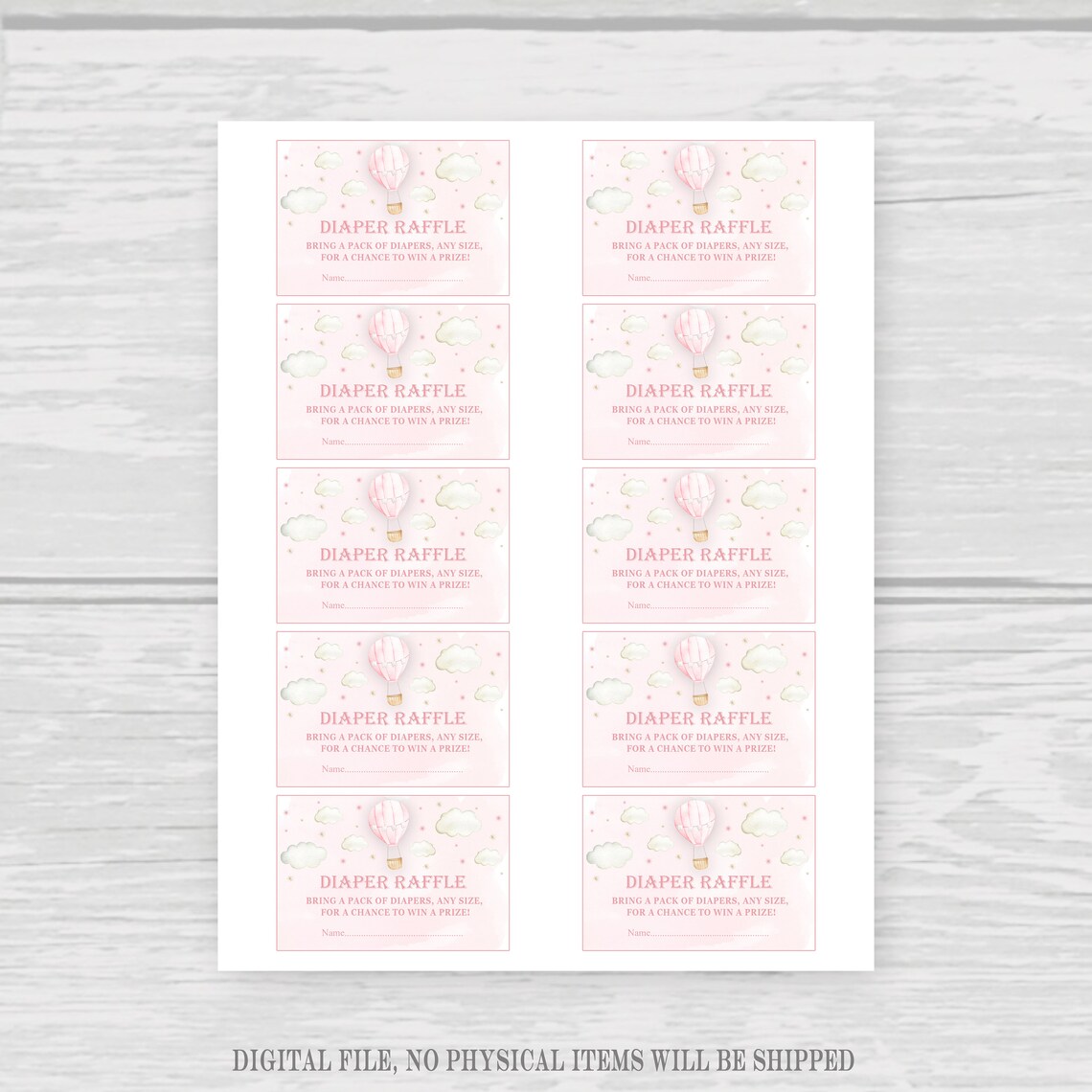 Hot Air Balloon Diaper Raffle Tickets Diaper Raffle Insert - Etsy