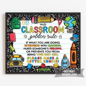 Classroom Golden Rules Sign | Teacher Wall Art | Our Class Decor ...