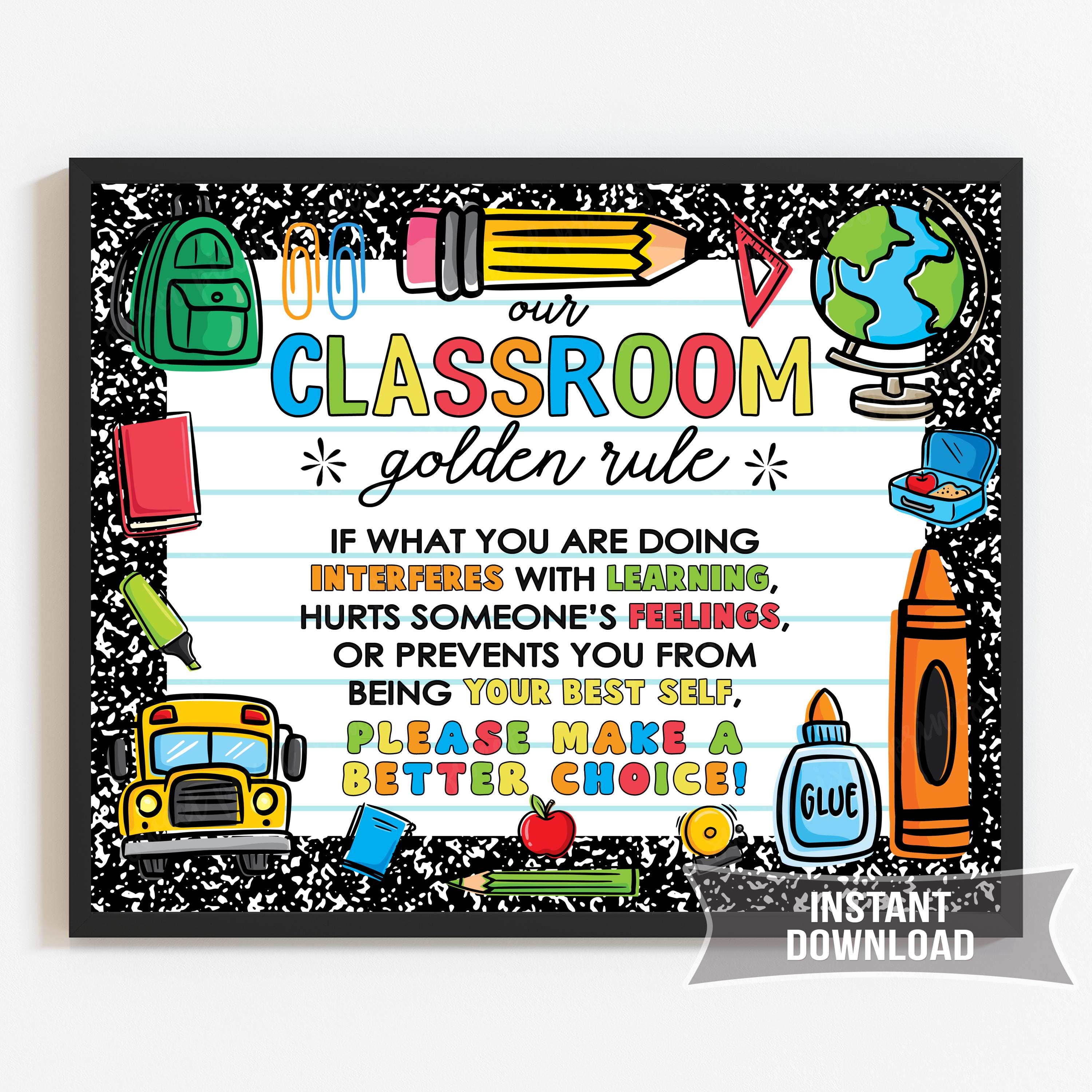 Classroom Golden Rules Sign | Teacher Wall Art | Our Class Decor ...