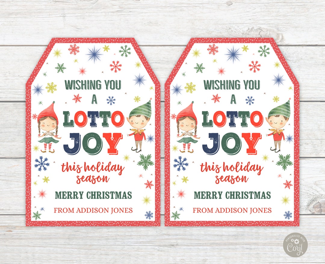 Christmas Lottery Gift Tag EDITABLE Christmas Favor Tags Elf - Etsy