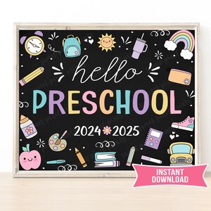 Hello Preschool Sign, First Day of School Sign, First Day of Preschool ...