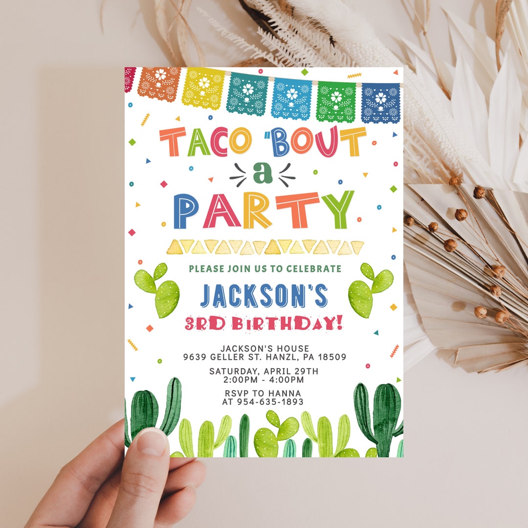 Taco 'bout a Party Invitation, EDITABLE Fiesta Birthday Invitation ...