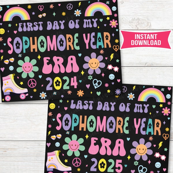 Retro Groovy 2024 2025 First & Last Day of School Signs - Etsy UK