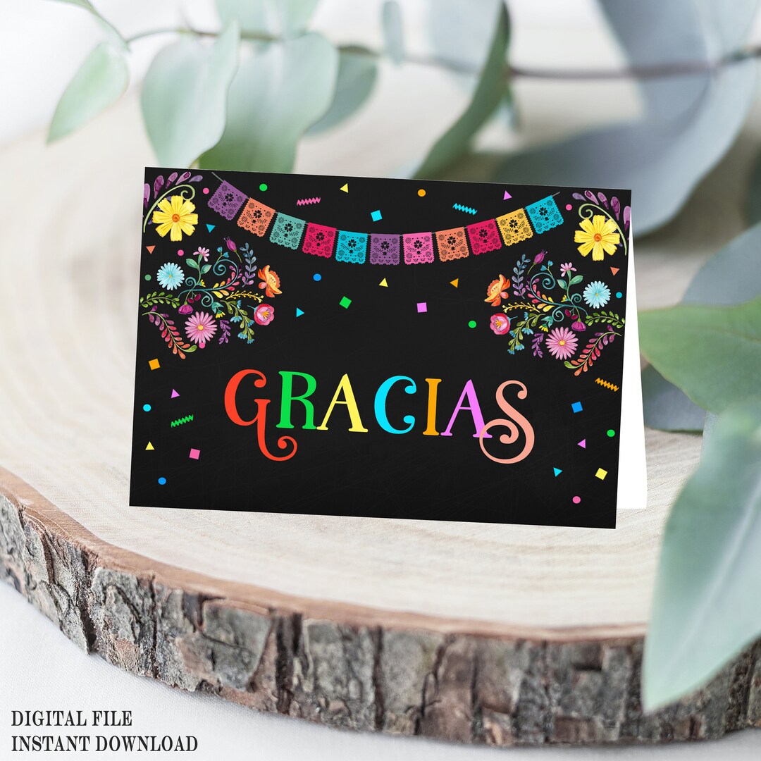 Gracias Thank You Card | Fiesta Baby Shower Printable | Mexican Theme ...