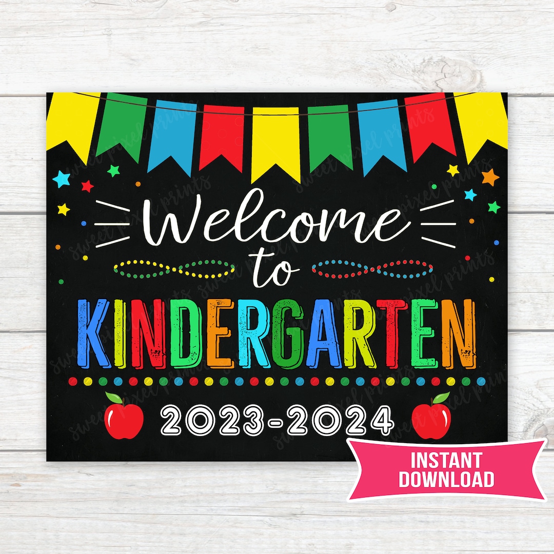 Welcome to Kindergarten Sign Door Sign Welcome Sign Classroom Sign ...