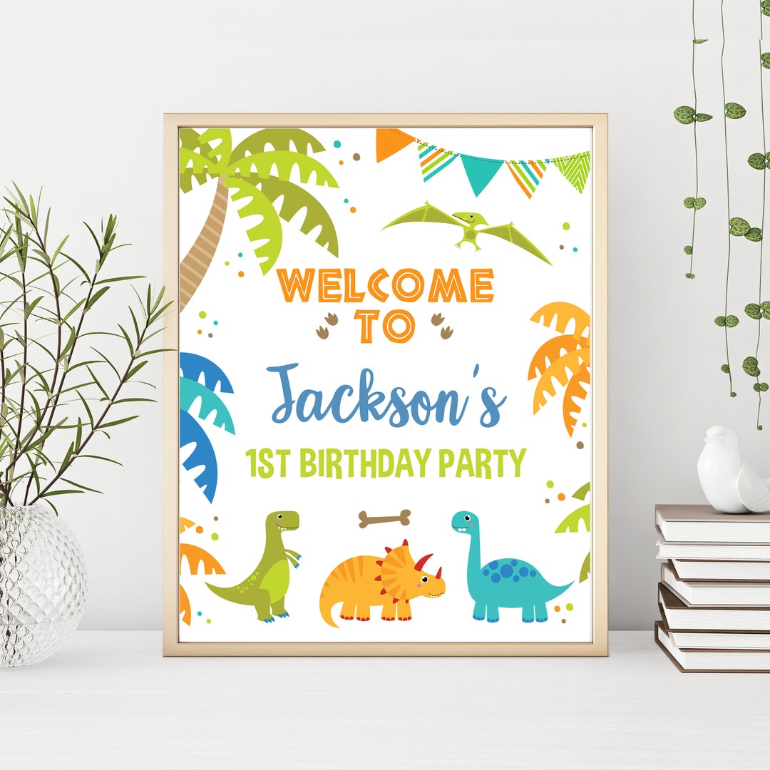Dinosaur Welcome Sign EDITABLE Birthday Welcome (Instant Download) - Etsy