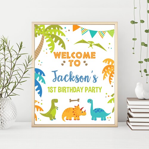 Dinosaur Welcome Sign EDITABLE Birthday Welcome Sign - Etsy