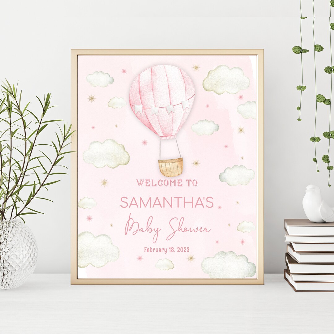Hot Air Balloon Baby Shower Welcome Sign, EDITABLE Hot Air Balloon ...