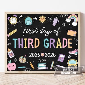 First Day of Third Grade Sign, First Day of School Sign, 1st Day of 3rd ...