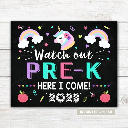 First Day of Prek Chalkboard Printable Back to School Sign - Etsy
