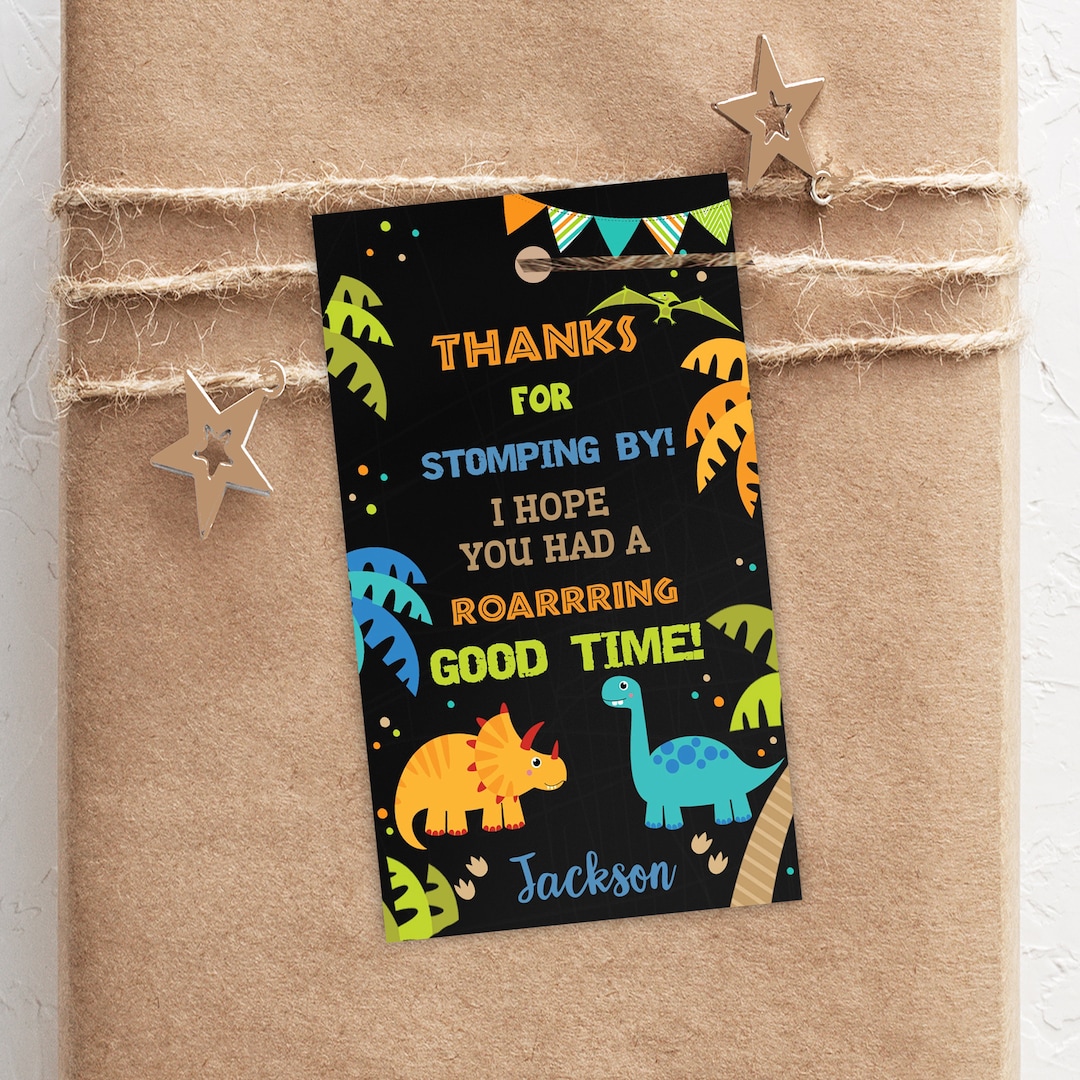 Dinosaur Favor Tags, EDITABLE Dinosaur Thank You Tags, Dinosaur Party ...