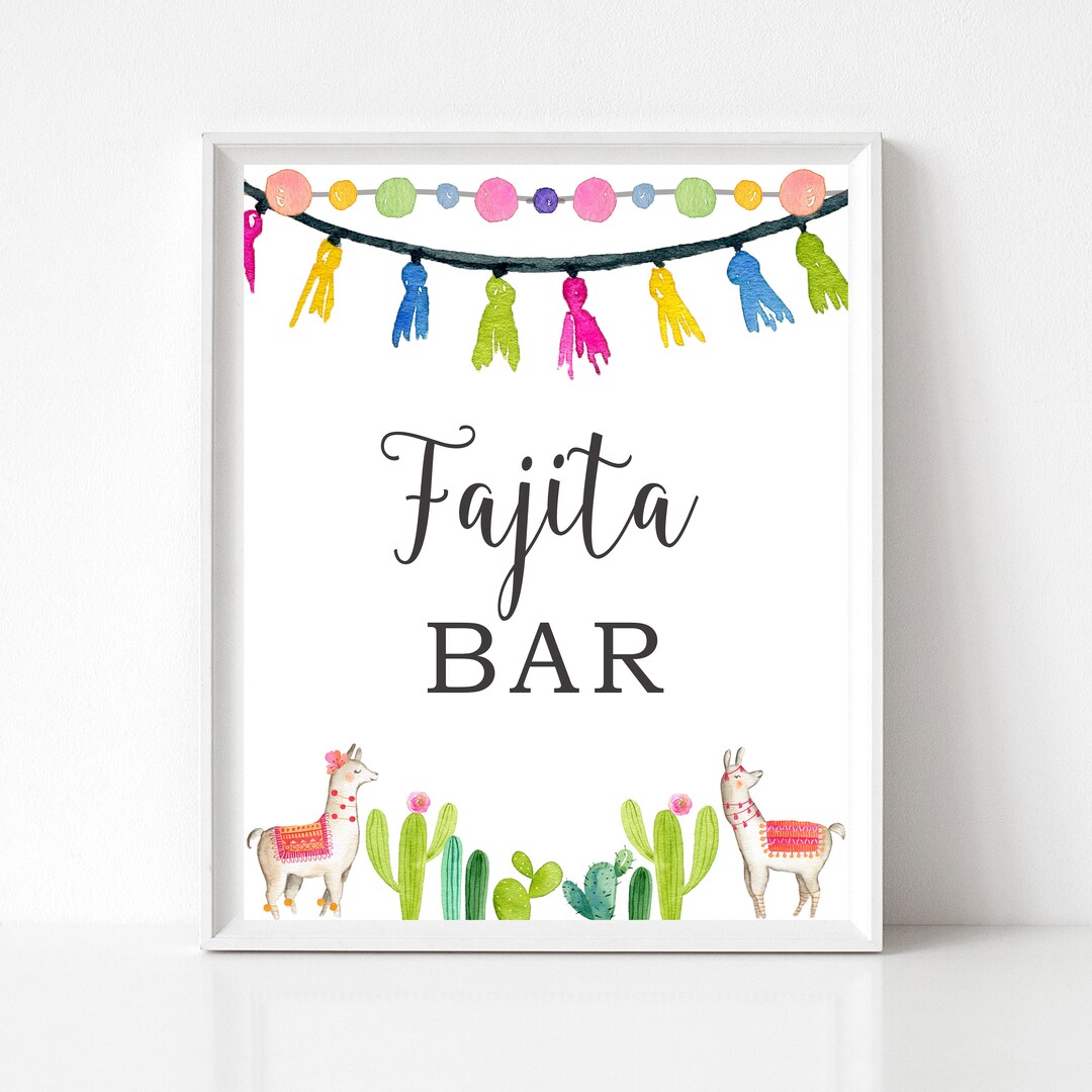 Fiesta Fajita Bar Sign, Fiesta Baby Shower, Printable Birthday Sign ...