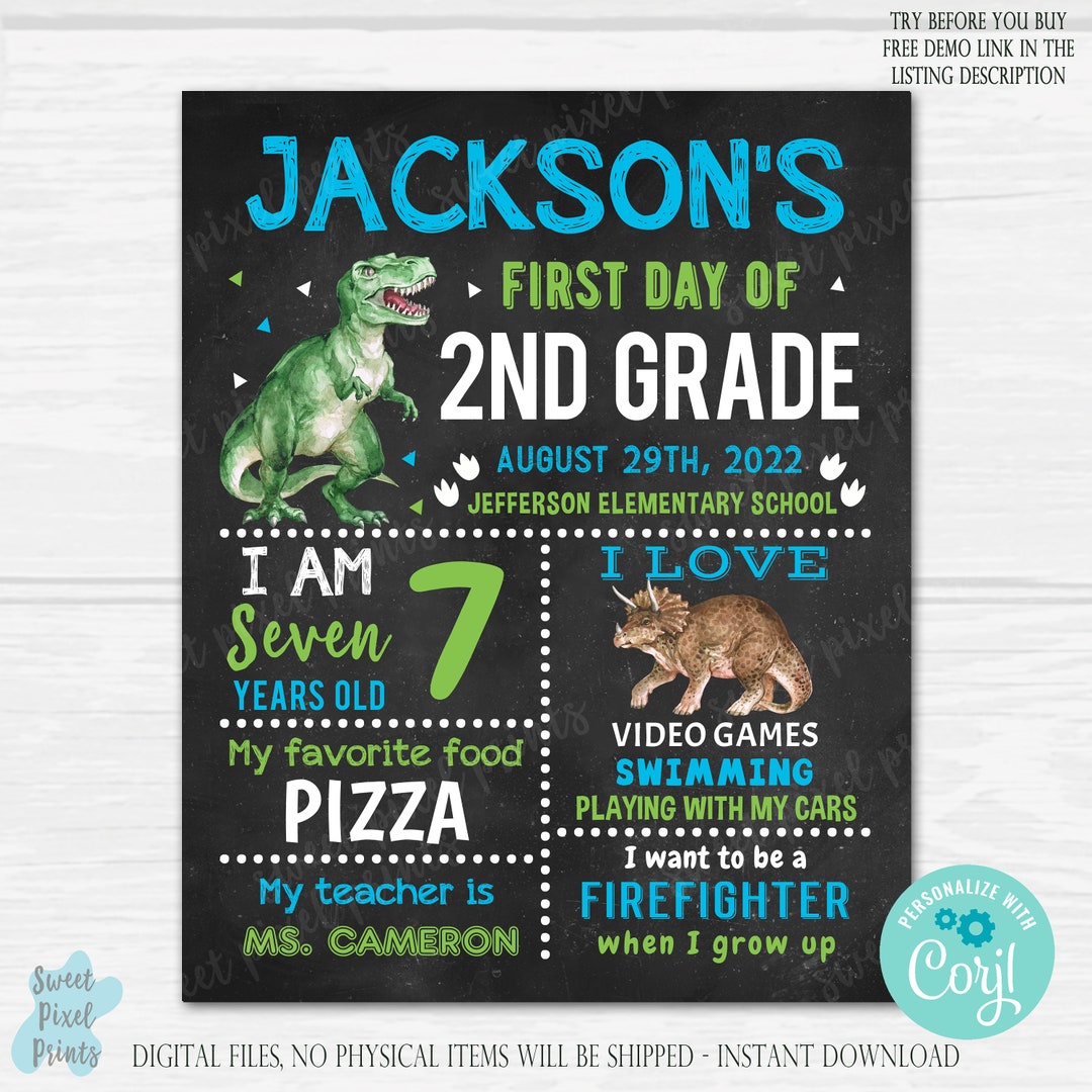 Dinosaur First Day of School Sign EDITABLE First Day of - Etsy