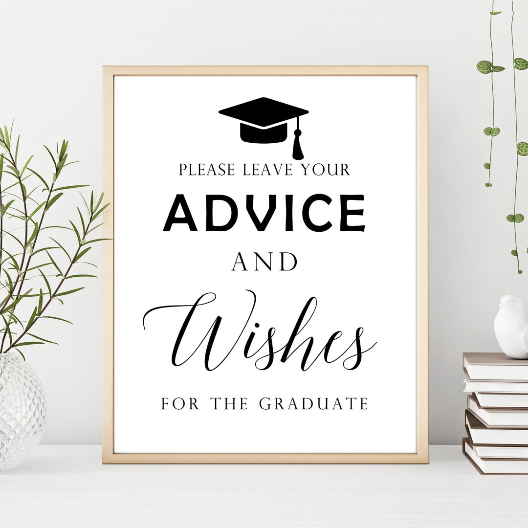 Graduation Advice & Wishes Sign | Modern Printable Decor | Instant ...