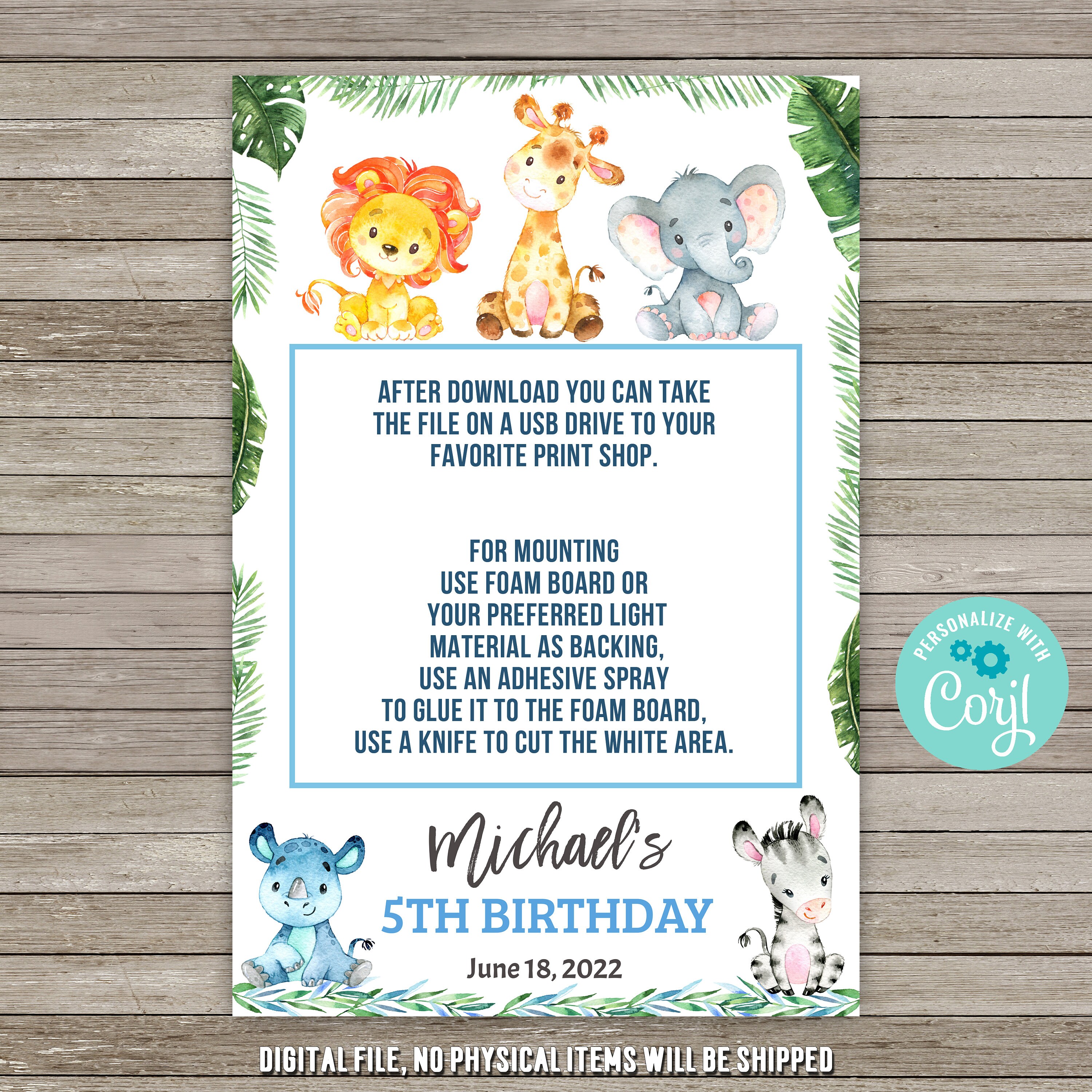 Safari Photo Booth Prop EDITABLE Safari Selfie Frame Jungle | Etsy