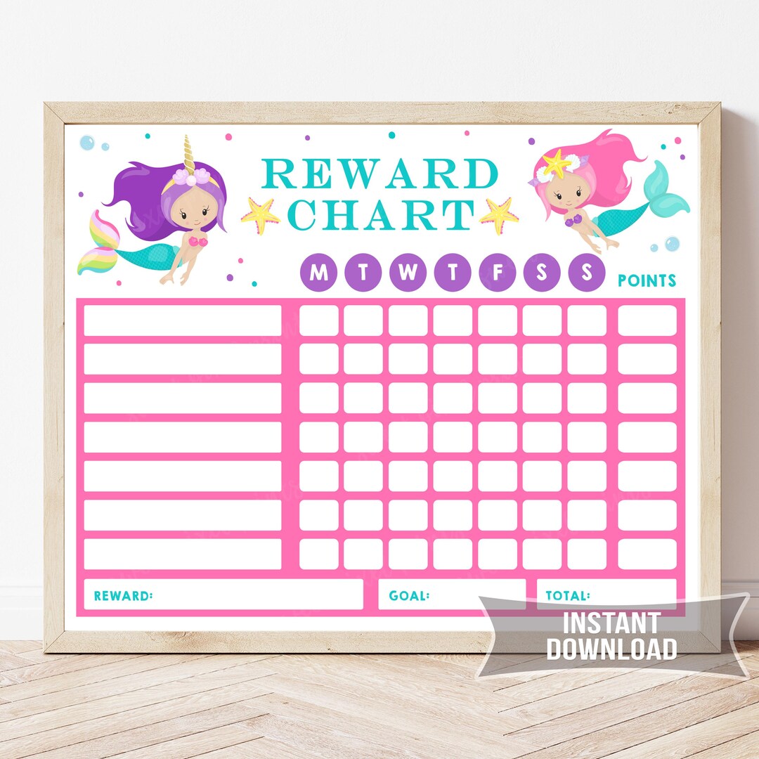 Mermaid Chore Chart for Kids | Printable Reward Chart | Motivation ...