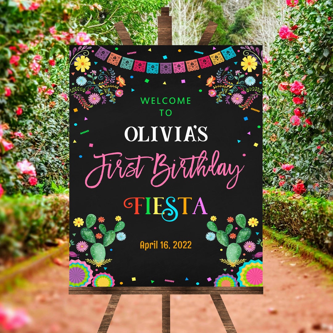 Fiesta Welcome Sign, EDITABLE Mexican Birthday Welcome Sign, Fiesta ...