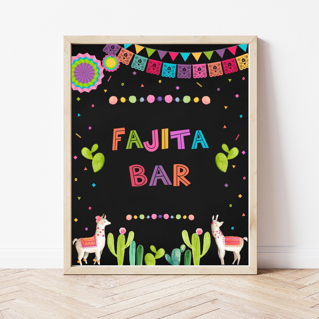 Fiesta Fajita Bar Sign | Printable Mexican Theme Decor | Party Decor ...