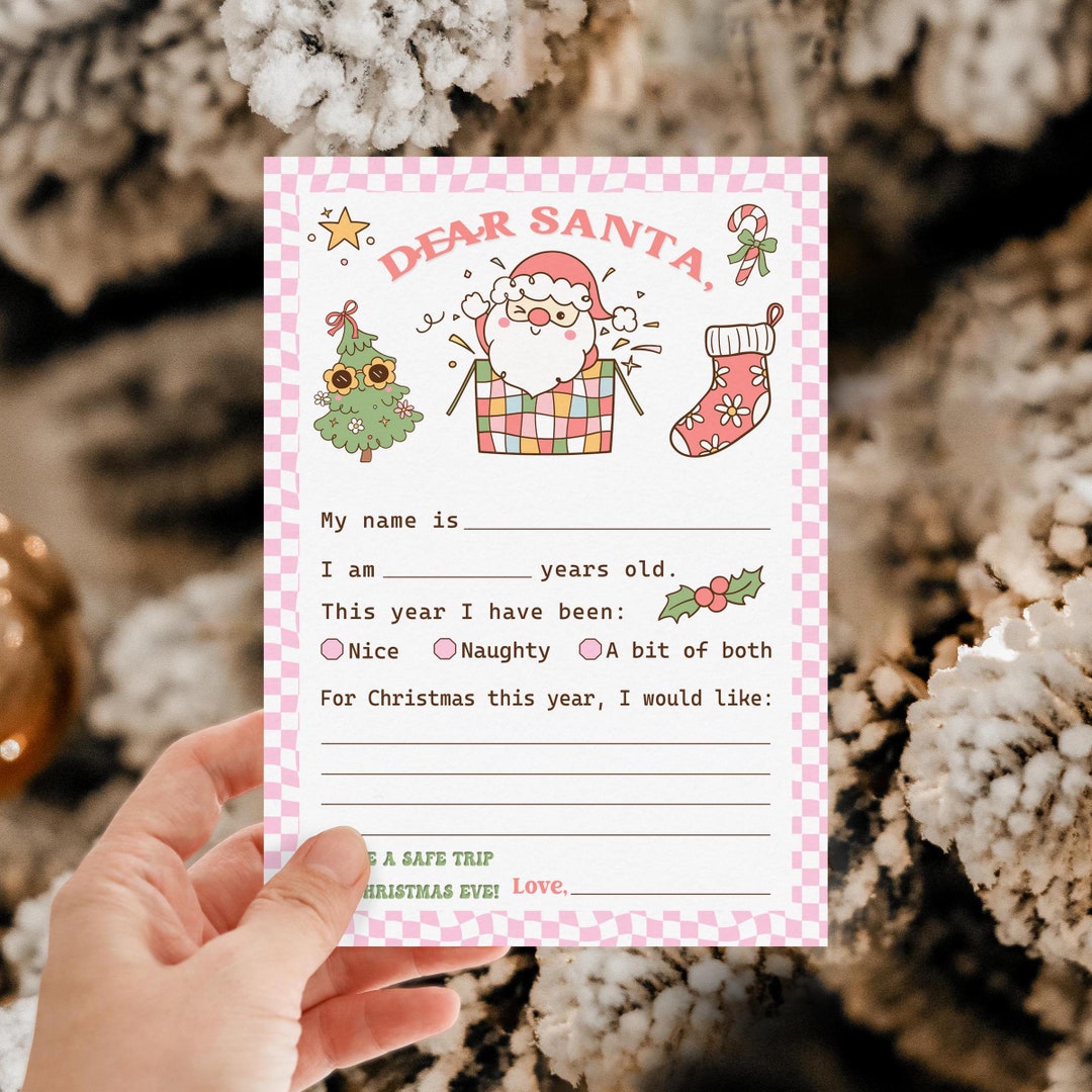 Letter to Santa Printable, Groovy Christmas Wish List, Santa Letter for ...