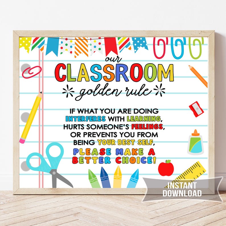 Classroom Golden Rules Sign | Teacher Wall Art | Our Class Decor ...
