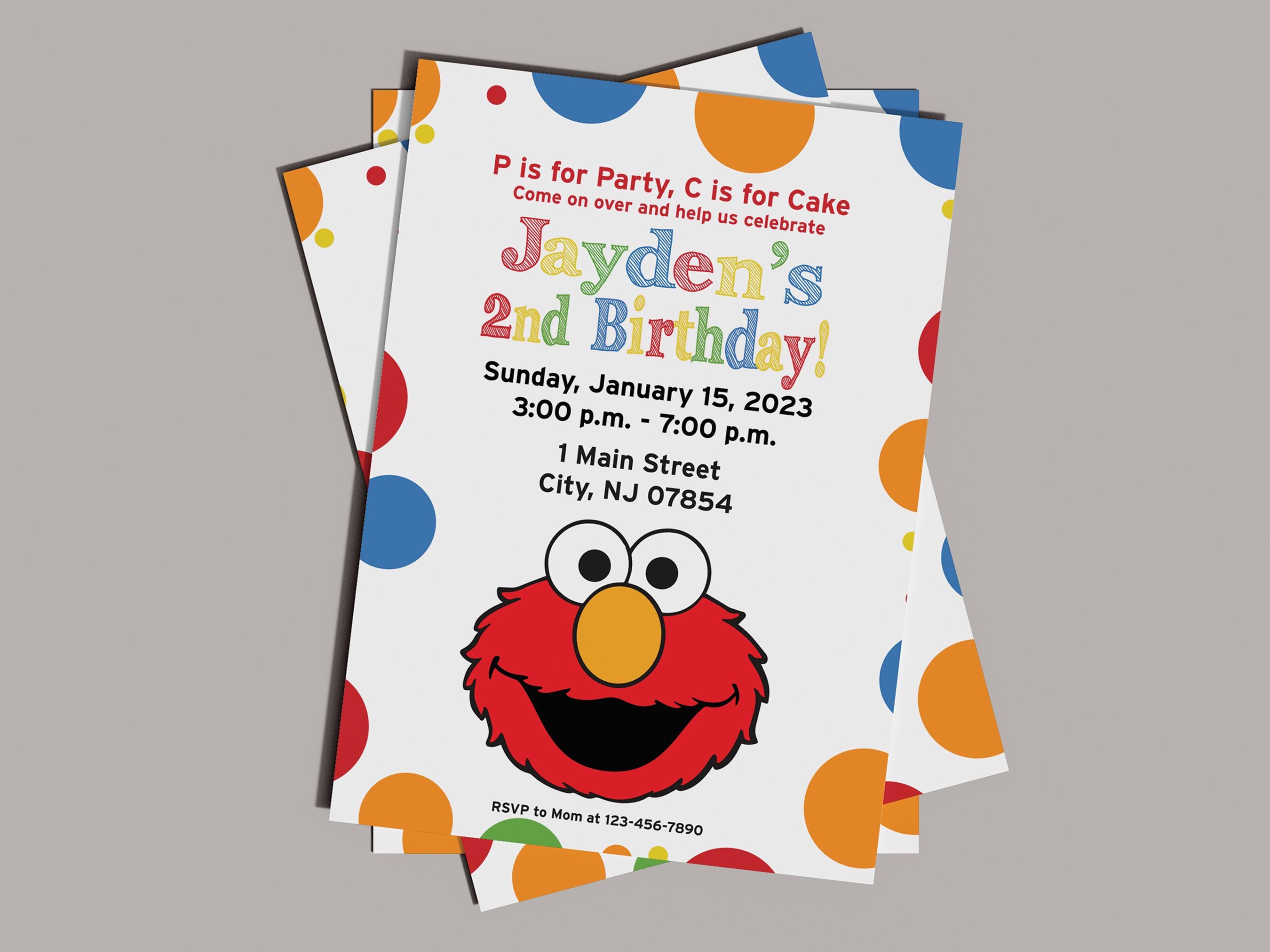 Elmo Birthday Invitation for Kids - Etsy