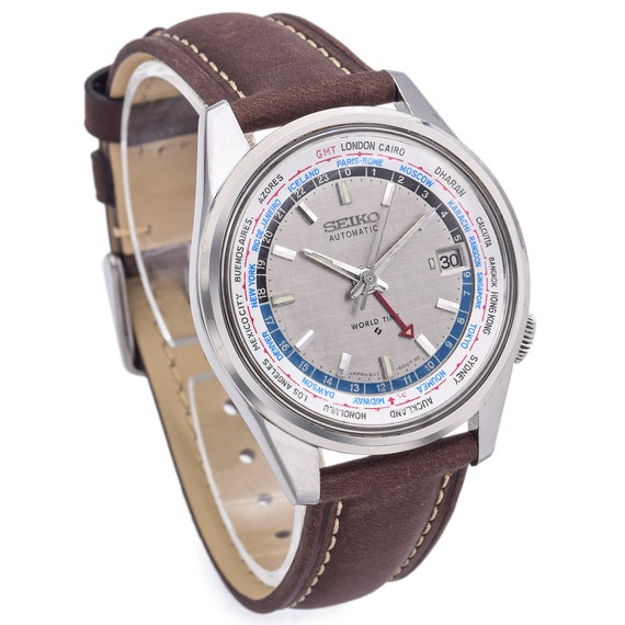 Vintage Seiko World Time Steel Automatic Men's Date W… - Gem
