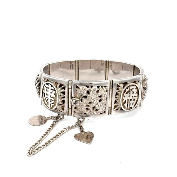 Vintage Pure Silver Chinese Bracelet - Gem